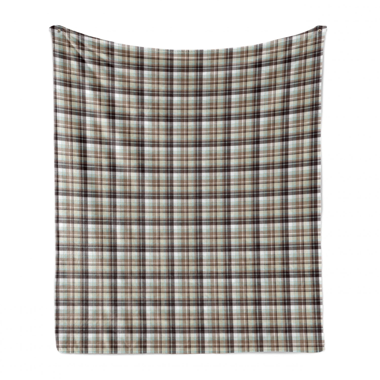 Brown Plaid Soft Flannel Fleece Throw Blanket, Brown Blue Associated ...