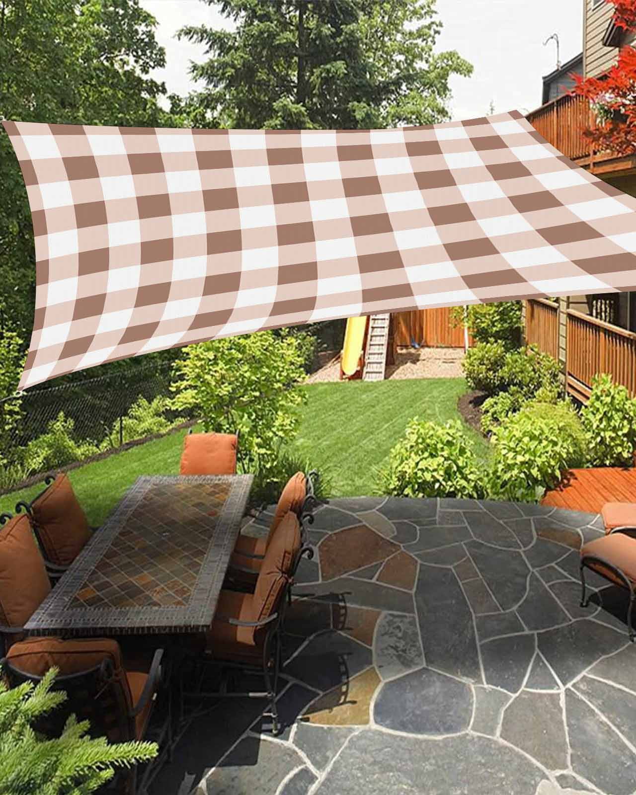 Brown Plaid Sun Shade Sail 14'X18' Brown Gradient UV Block Outdoor Sail ...