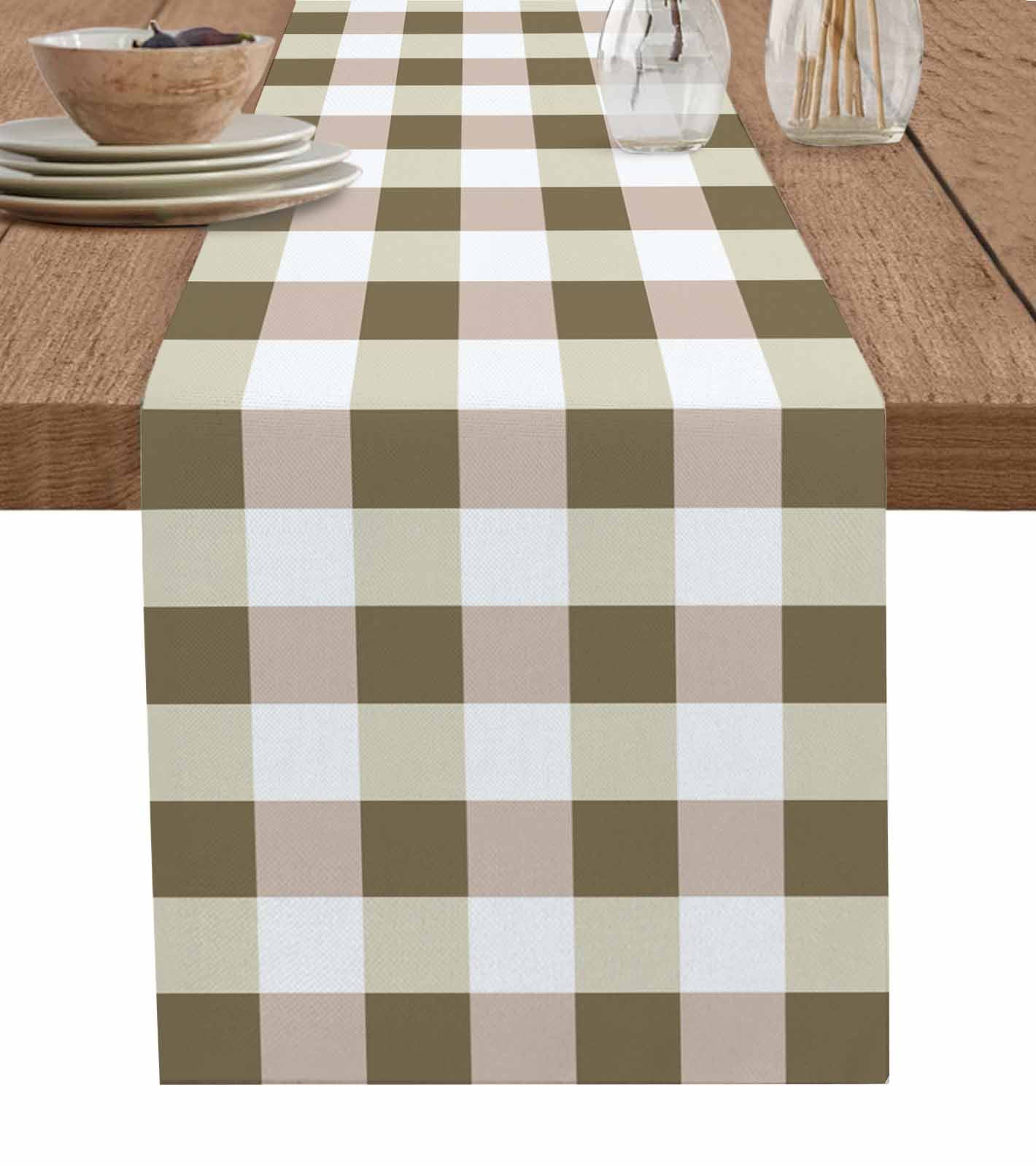 Brown Plaid Table Runner Spring Summer Farmhouse Buffalo Checkered ...
