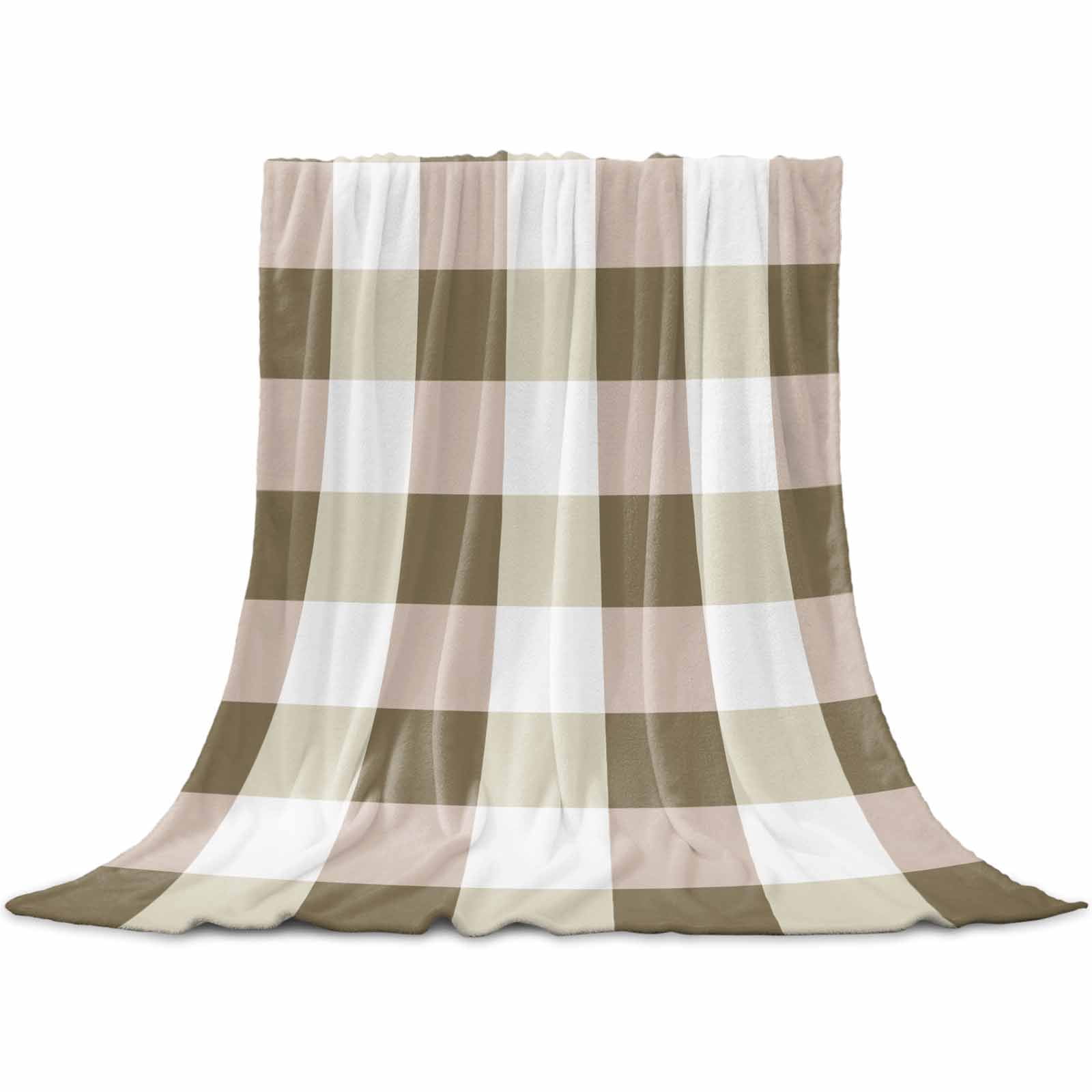Brown Plaid Throw Blanket for Couch,Soft Lightweight Flannel Fleece ...