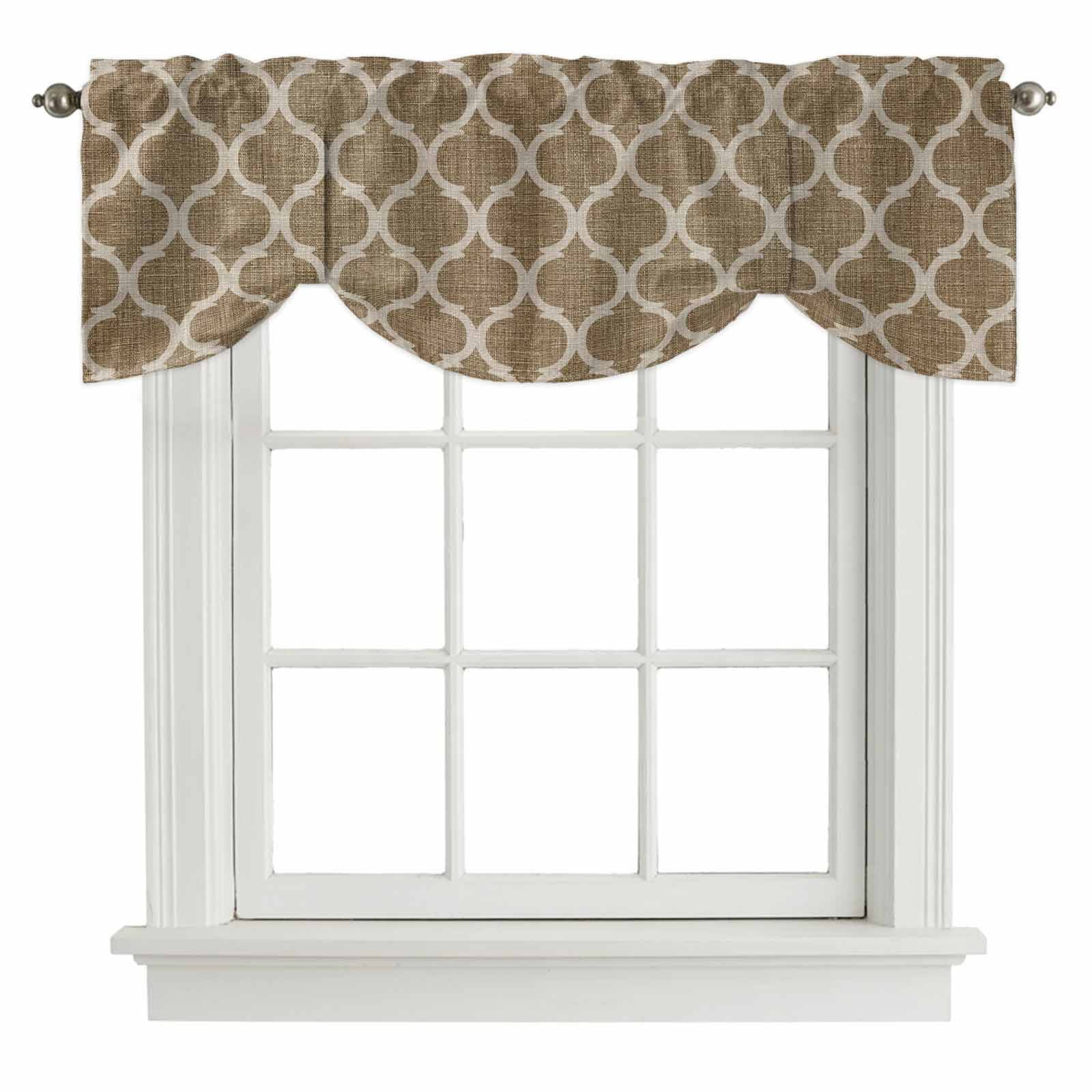 Brown Plaid Tie Up Valance Curtains Retro Country Moroccan National ...