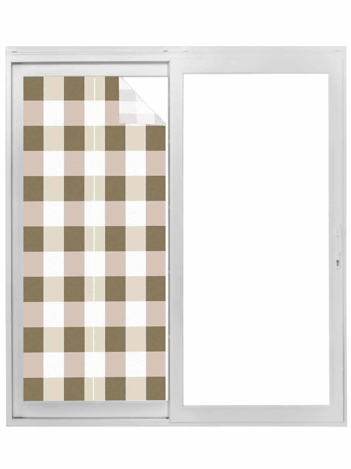 Brown Plaid Window Privacy Film, Spring Summer Farmhouse Buffalo ...