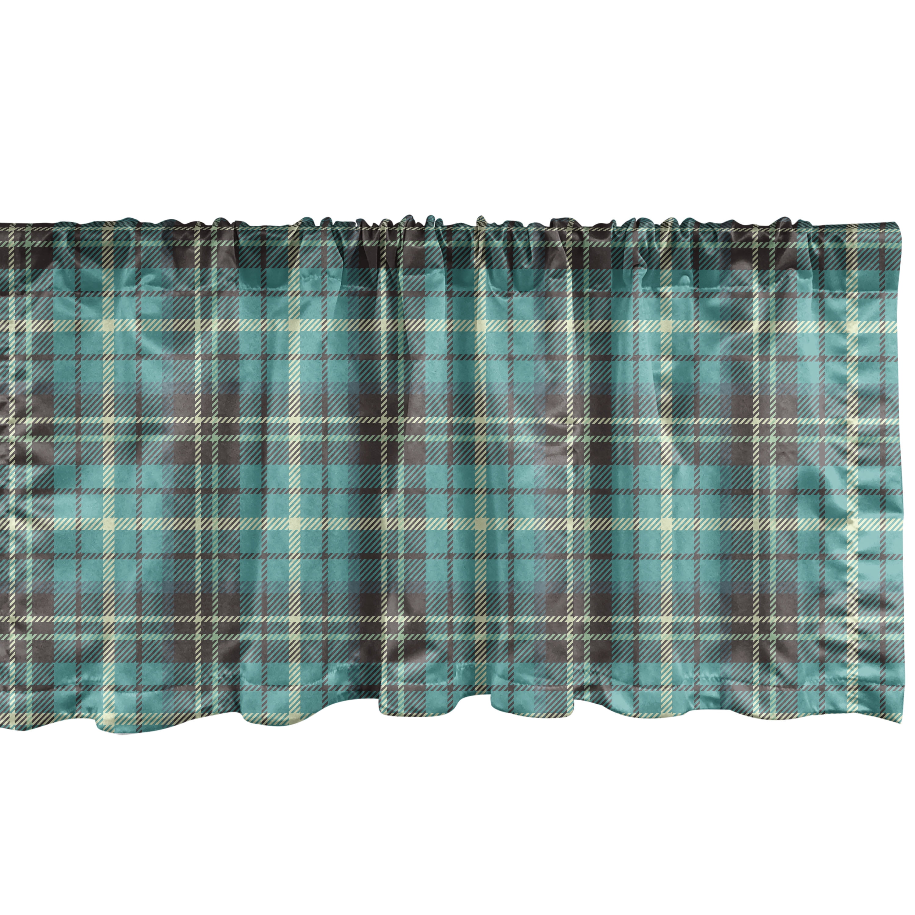 Ambesonne Brown Plaid Window Valance, Plaid Form with Stripes, 54" X 12 ...
