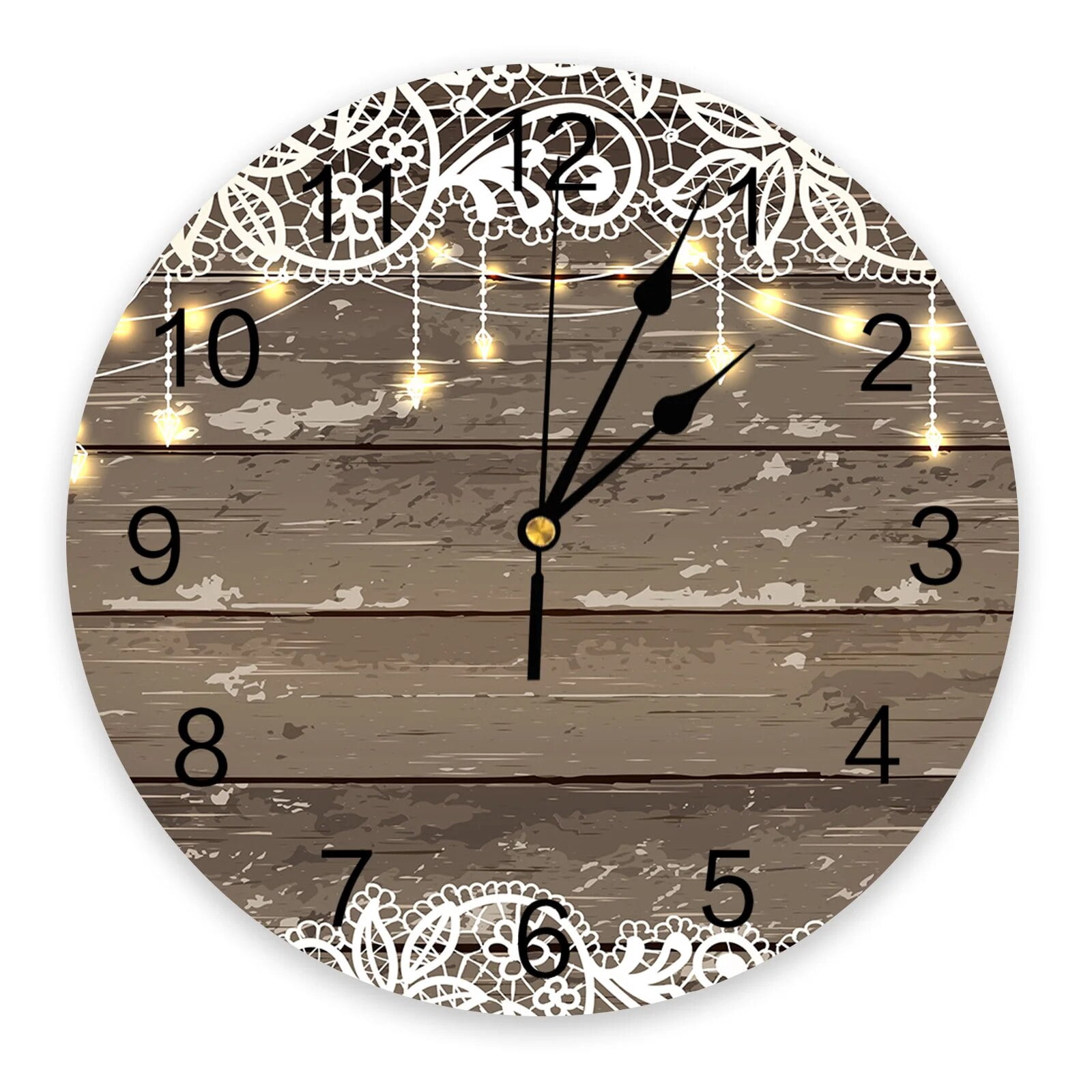 Brown Plank Lace Clocks Wall Home Decor Modern Kitchen Room Bedroom ...