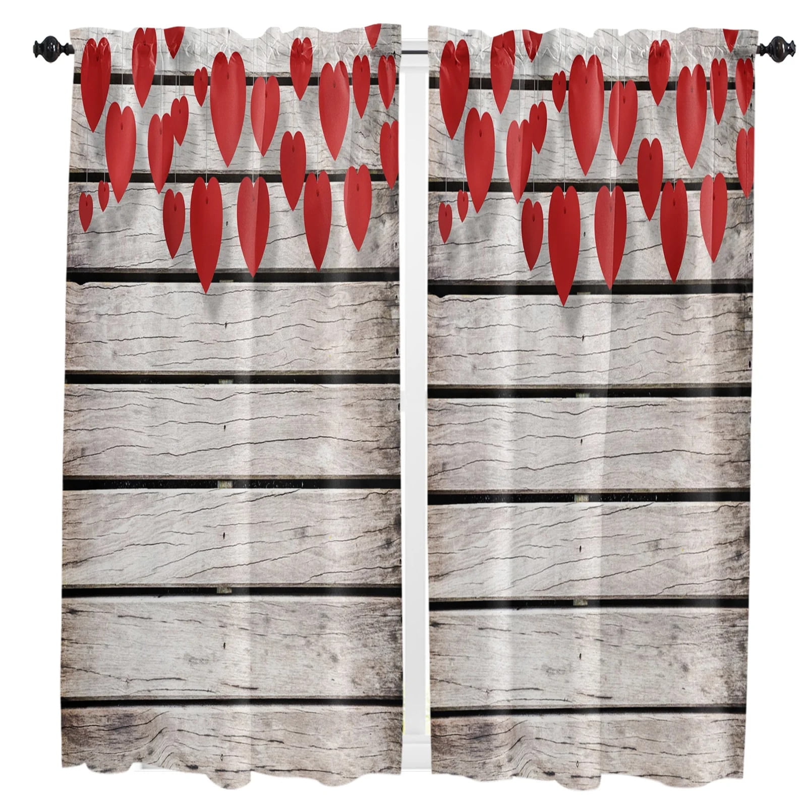 Brown Planks Retro Wood Grain Window Curtains for Living Room the ...