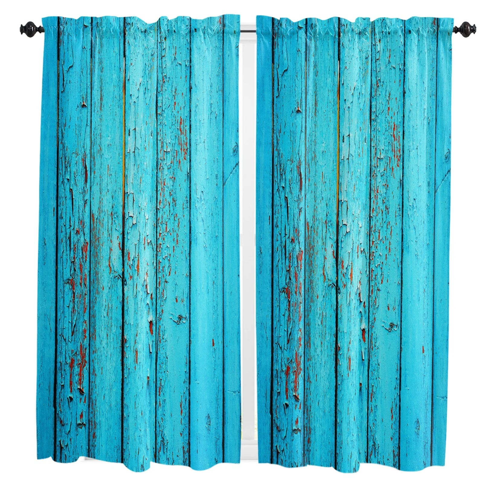 Brown Planks Retro Wood Grain Window Curtains for Living Room the ...