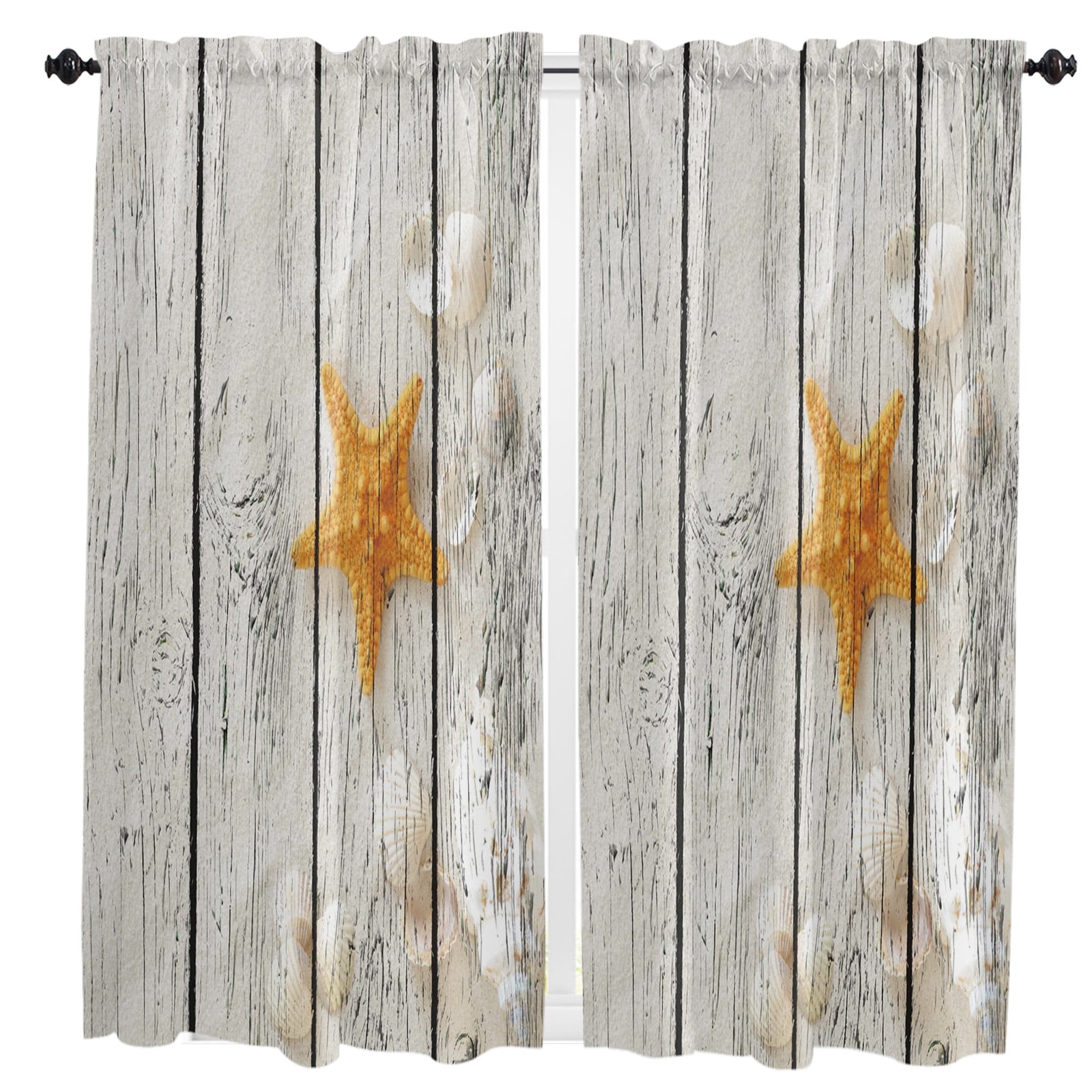 Brown Planks Retro Wood Grain Window Curtains for Living Room the ...
