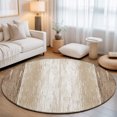 Brown Planks Round Living Room Rugs 4 ft, Farmhouse Vertical Wood Grain ...