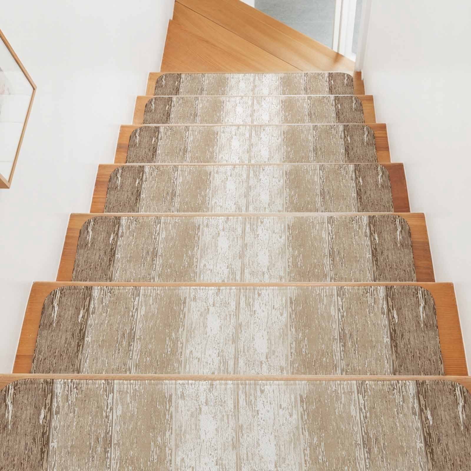 Brown Planks Stair Treads Non Slip for Steps Farmhouse Vertical Wood ...