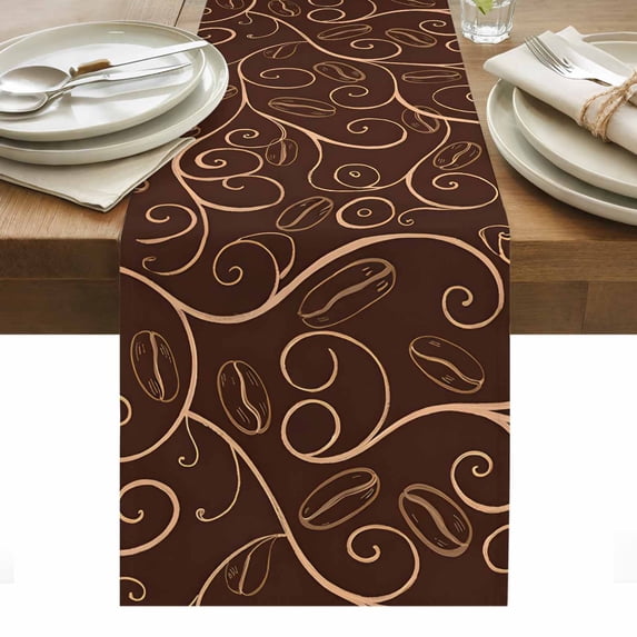 Brown Plants Table Runner - 48 Inch Long, Kitchen Dining Table Runner ...