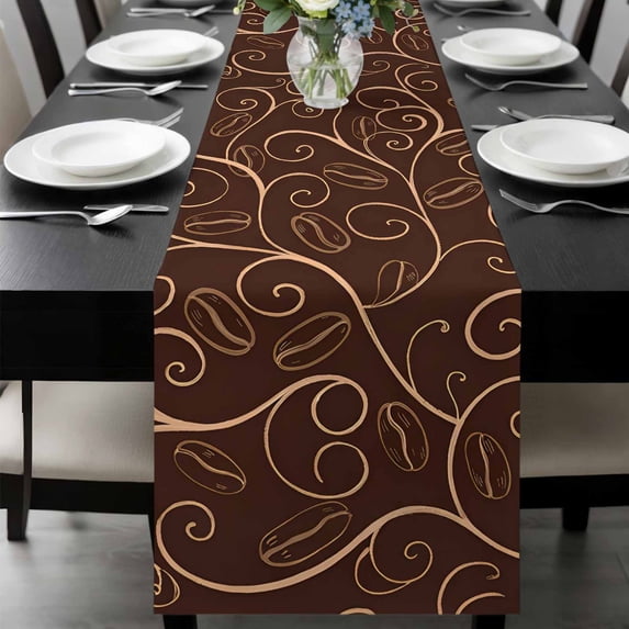 Brown Plants Table Runner 72 Inches Long, Farmhouse Rustic Farm Leaves ...