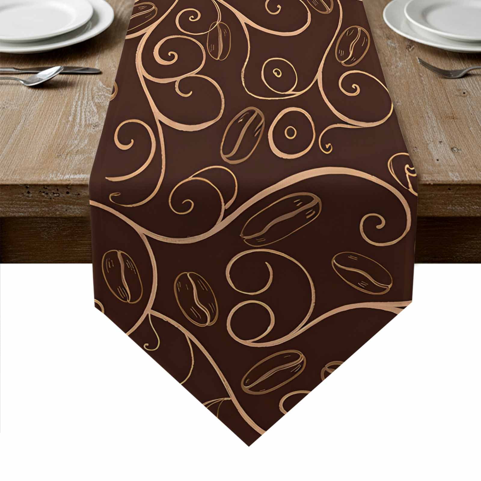 Brown Plants Table Runner Linen Burlap Table Runner 72 Inches Long ...