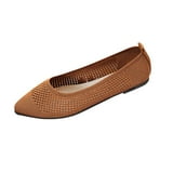 Brown Pointed Toe Slip-On Lazy Work Shoes For Women Breathable Flat ...