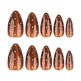 Brown Polka Dot Press on Nails, Medium Almond Glossy Finish False Nails ...
