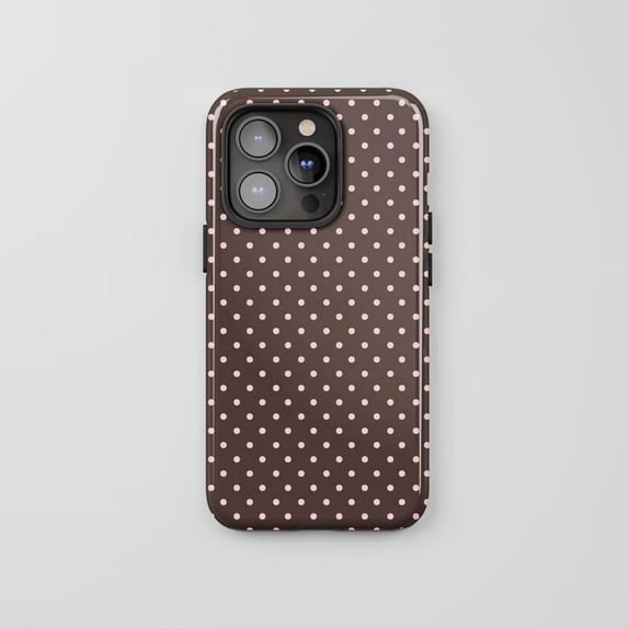 Brown Polka Dot Sturdy H1065Protective Case for iPhone 17 16 15 14 13 ...