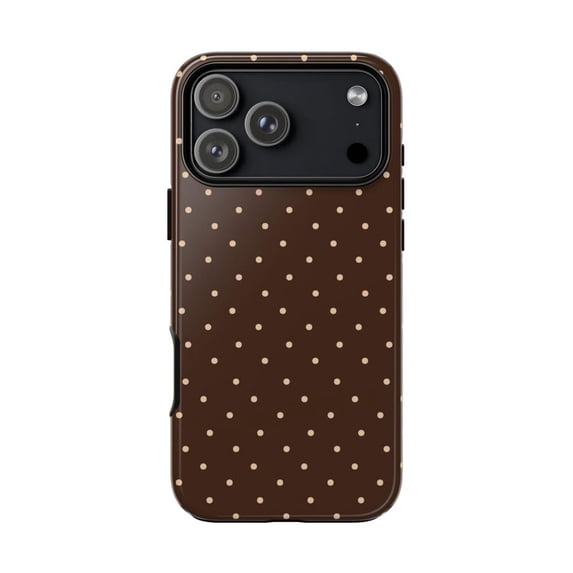 Brown Polka Dot Tough Phone Case for iPhone 11 12 13 14 15 16 17 Pro ...