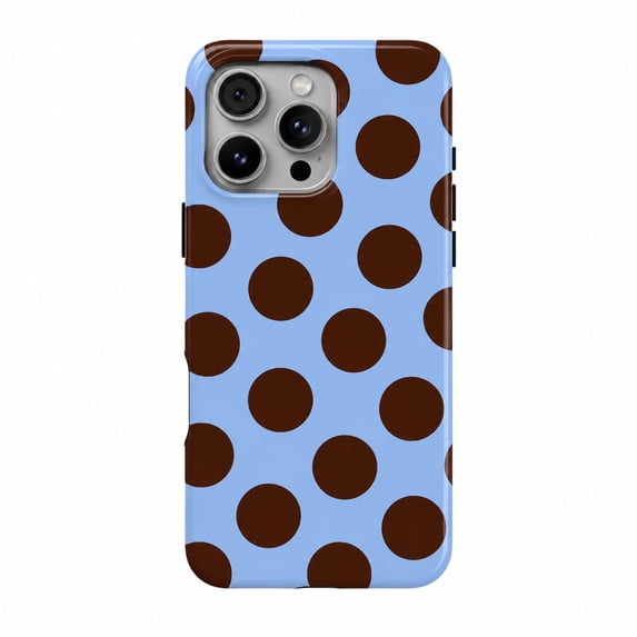 Brown Polka Dot Tough Phone Case for iPhone 17 16 15 14 13 12 11, Dual ...
