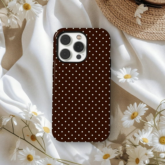 Brown Polka Dot Y2K Soft Girl Cute Fall Aesthetic Phone Case for iPhone ...