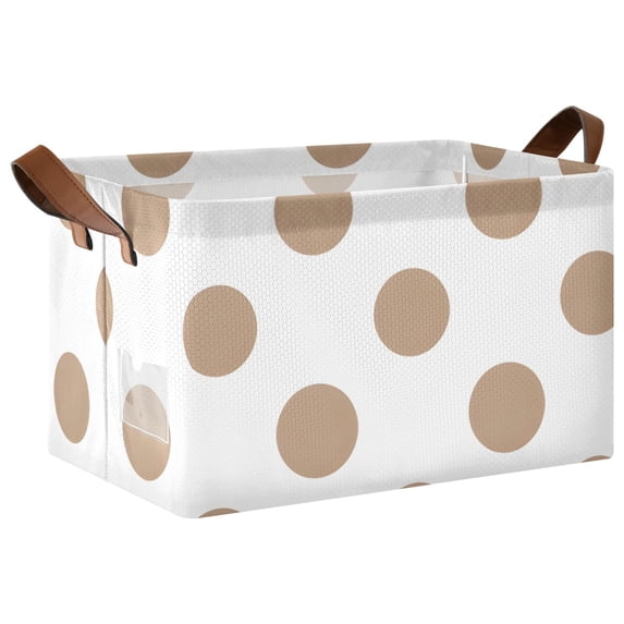 Brown Polka Dots Pattern Collapsible Storage Bin Open Home Shelf Basket ...
