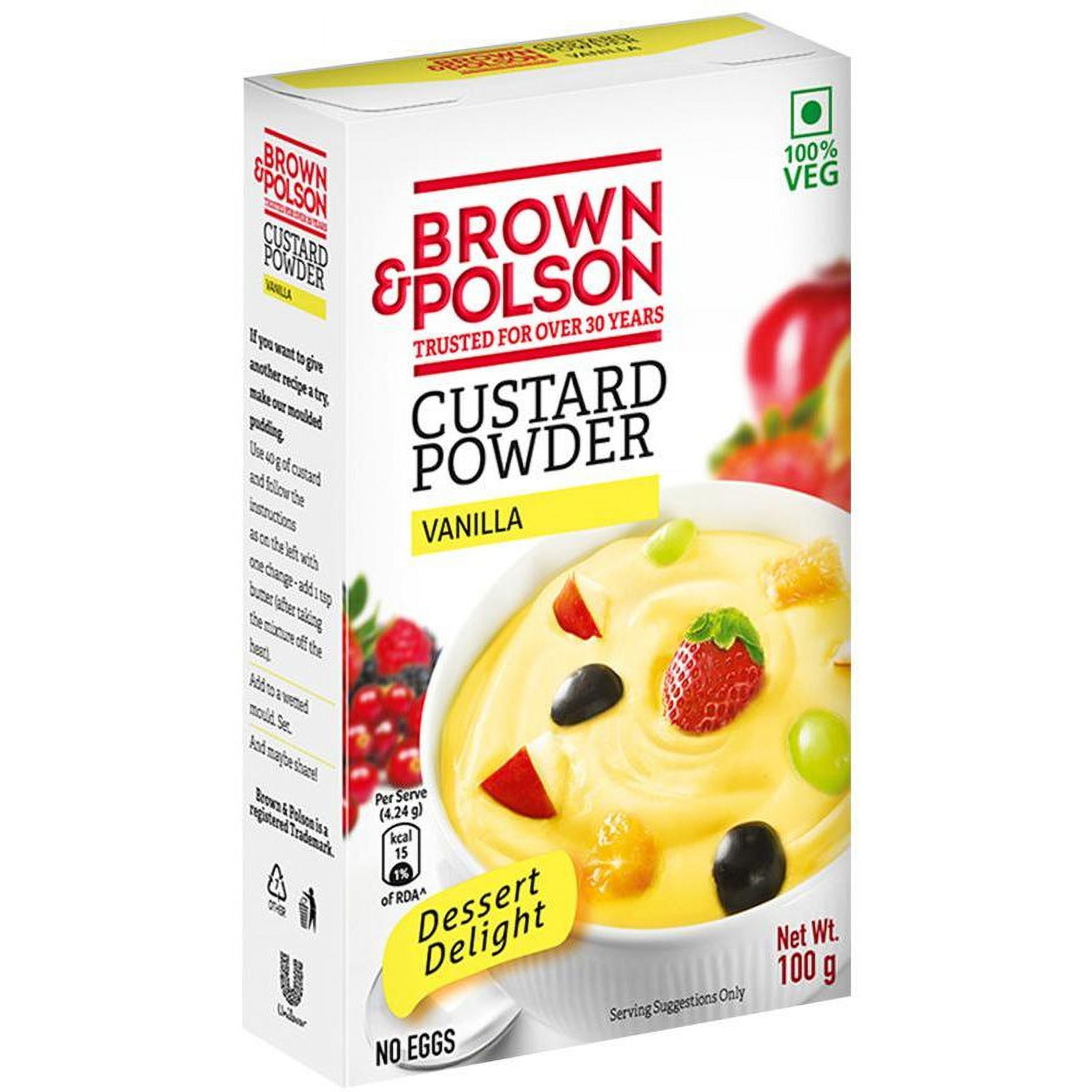 Brown & Polson Custard Powder Vanilla - 100 Gm (3.5 Oz) - Walmart.com