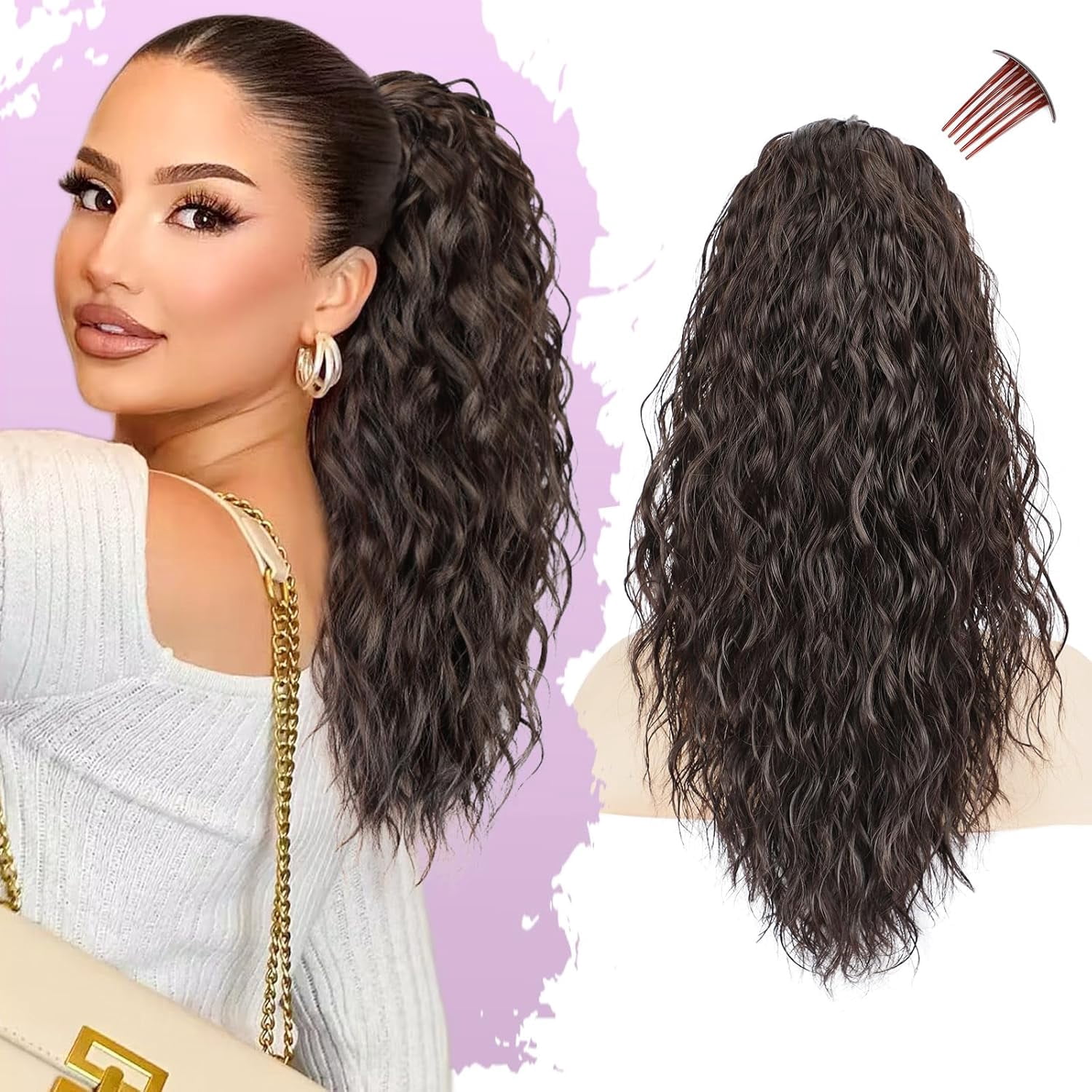 Brown Ponytail Extension 18 Inch Dark Brown Ponytail Extension ...