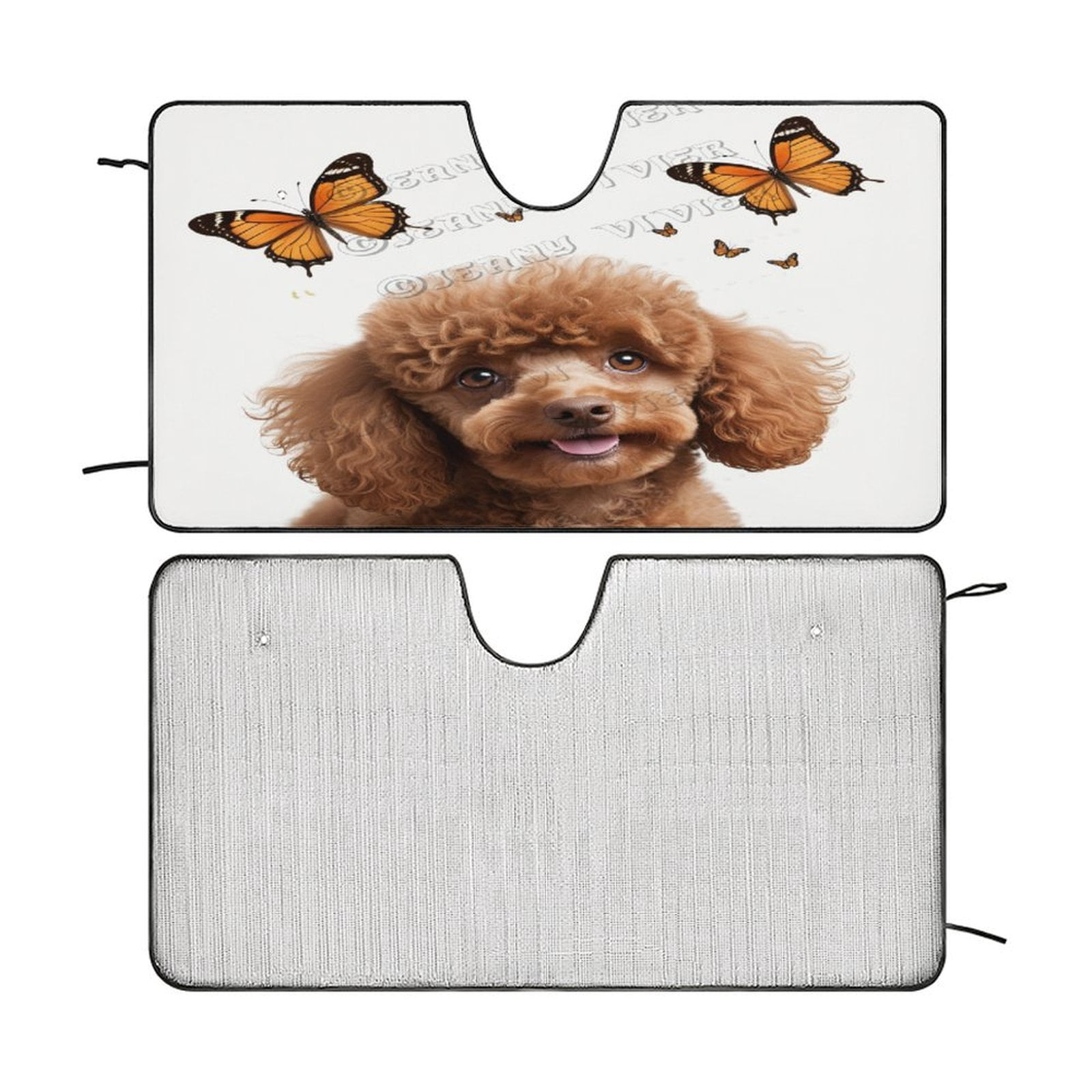 Brown Poodle Dog Car Windshield Sun Shade Cute Dog, Funny Sun Shade Car ...