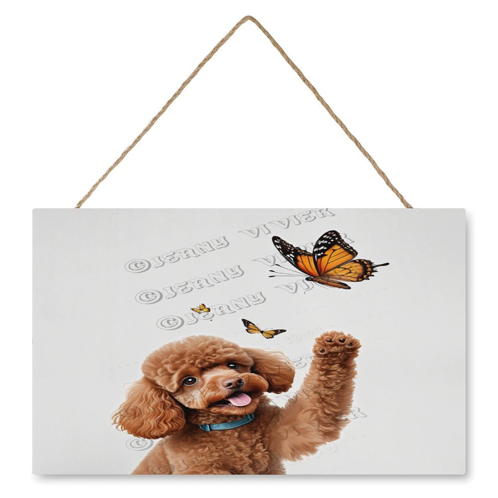 Brown Poodle Dog Hanging Wood Sign, Square,10x16 inches Dog Wood Sign ...