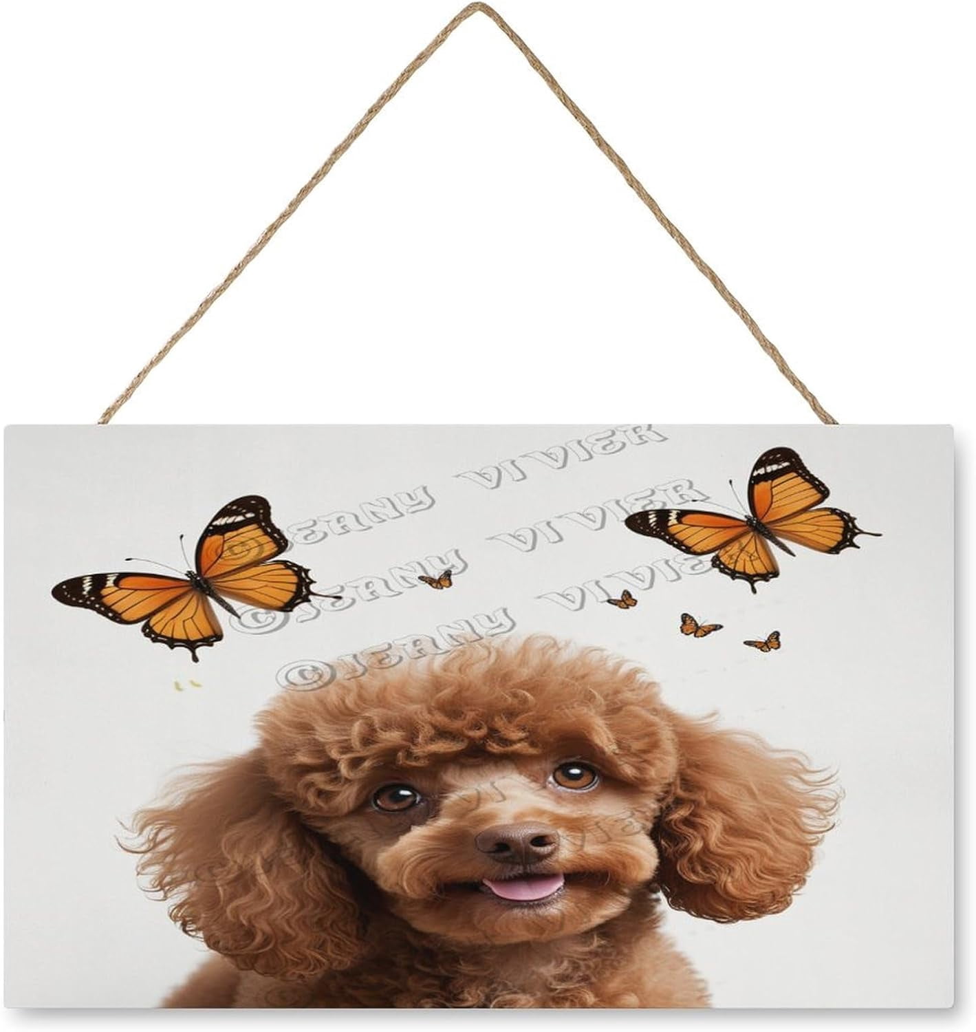 Brown Poodle Dog Wood Hanging Signs Cute Dog Wooden Sign Pet Dog Wood ...