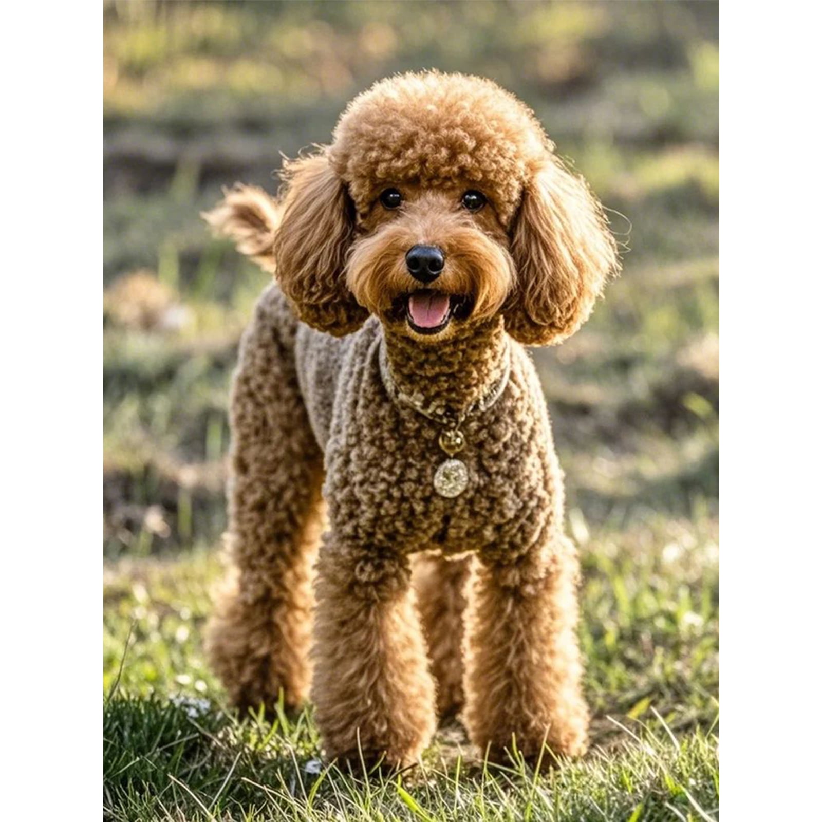 Brown Poodle Grassland 5D Diamond Art DIY Kits Diamond Painting Full ...