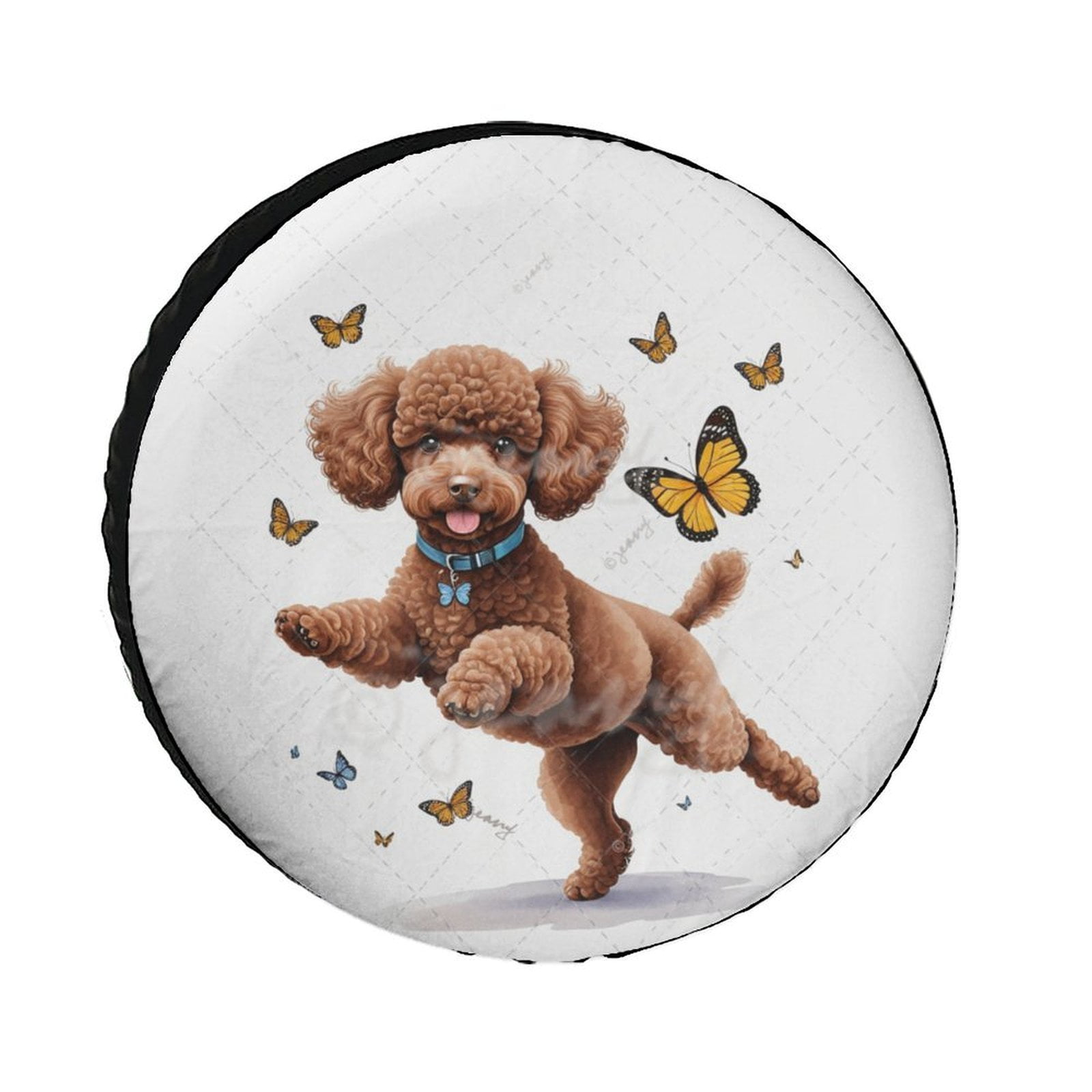 Brown Poodle With Butterfly Rv Spare Tire Covers - Universal Weatherproof & Dust-proof Wheel ...