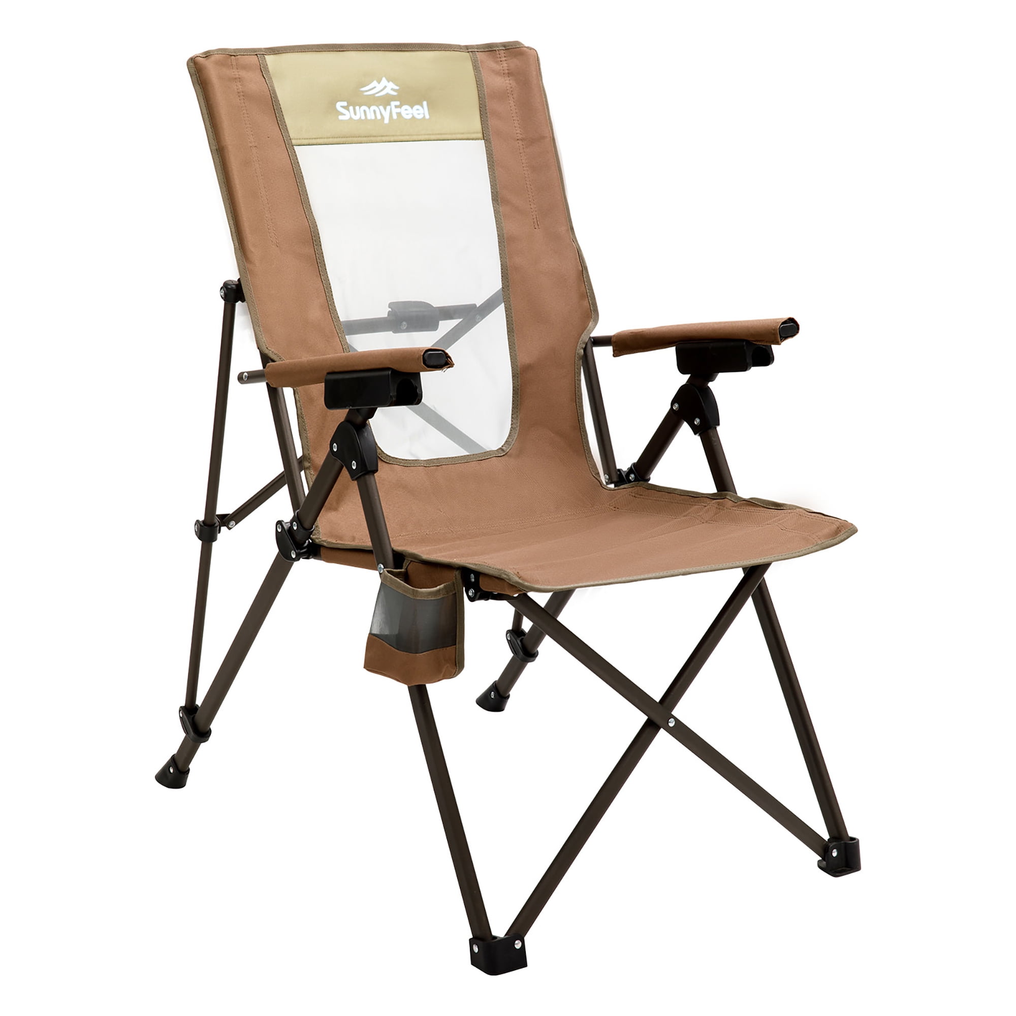 Brown Portable Large Folding Camping Chair with Carry Bag Collapsible ...