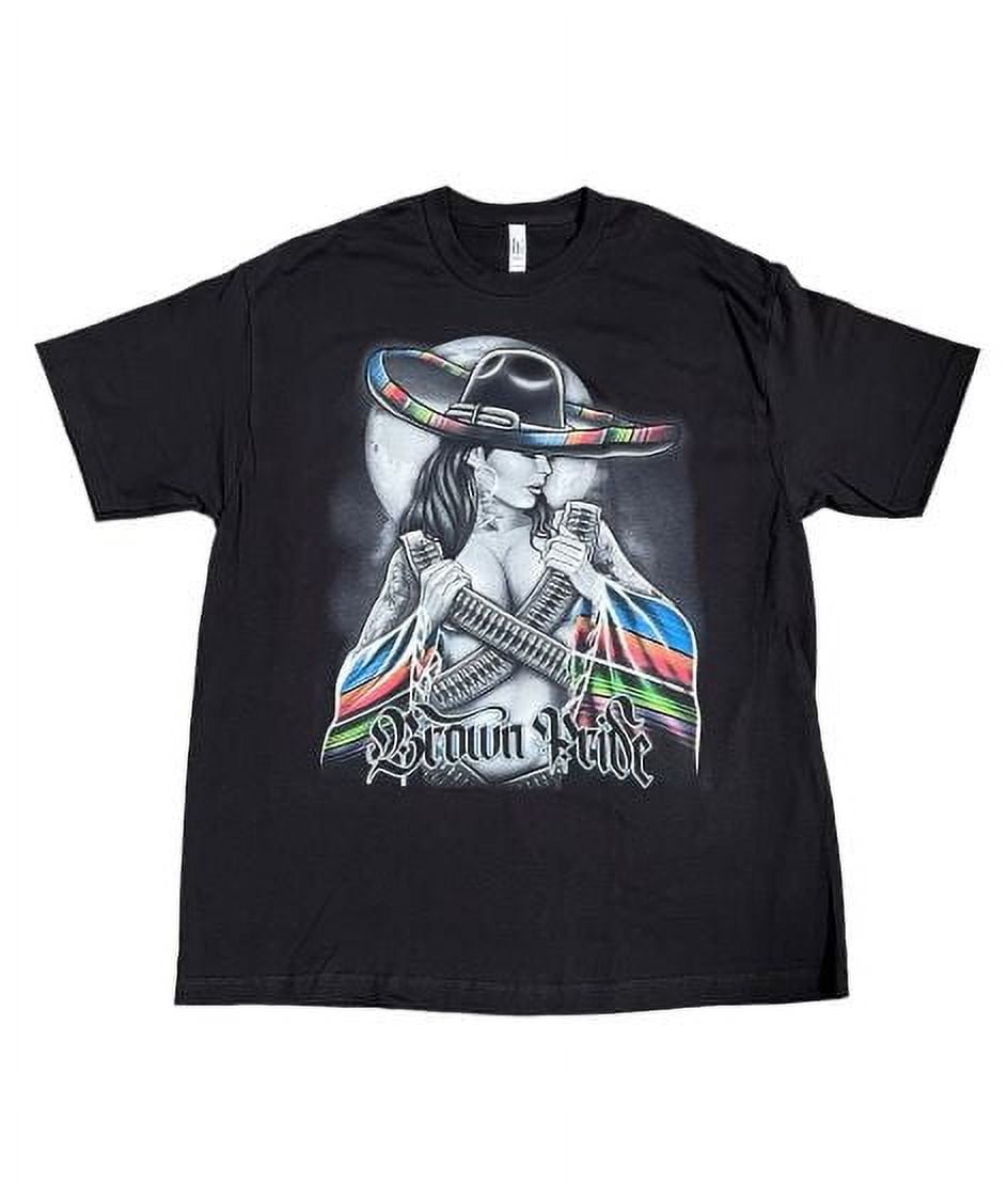 Brown Pride Mexican T-Shirt Cholo T-Shirt Senorita With Bullets - Black ...
