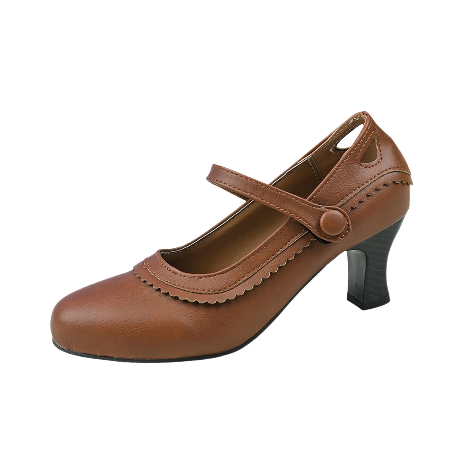 Brown Pumps Closed Toe Heels for Women Modern Dance Shoes Indoor Dance ...