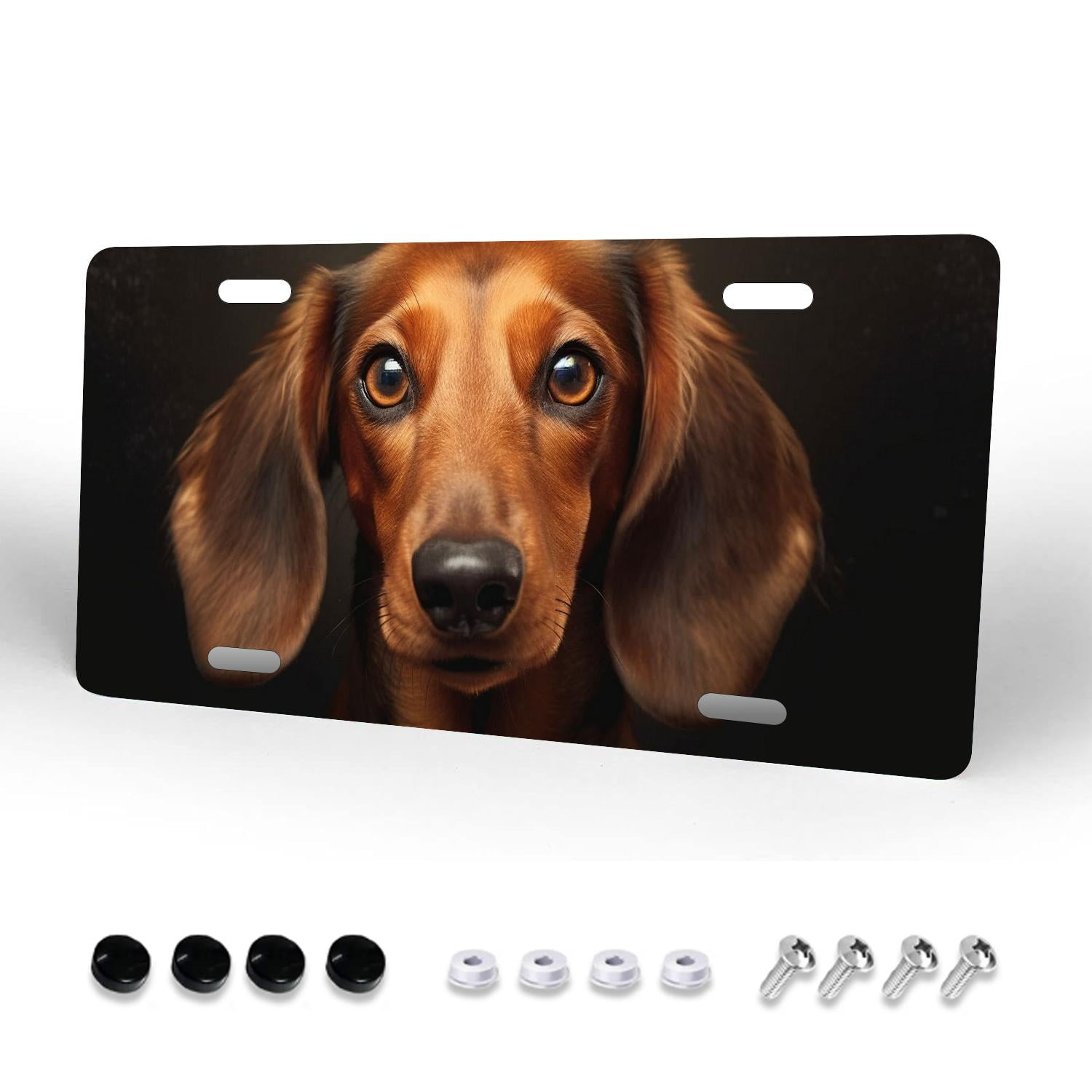 Brown Puppy Dachshund Dog Plate Cover, Decorative Aluminum Novelty ...