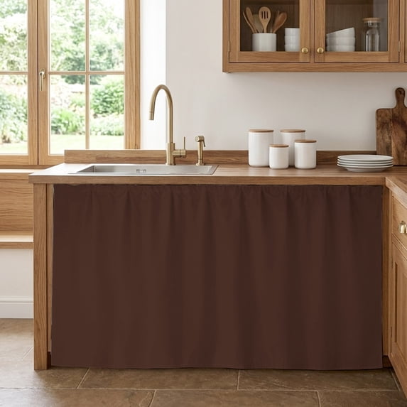 Brown Pure Color Sink Skirt Curtain 32''x55'', Aesthetics Contemporary ...
