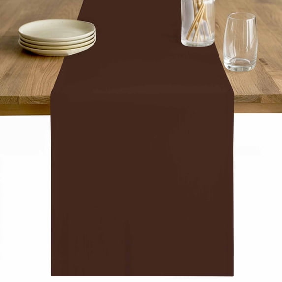 Brown Pure Color Table Runner - 108 Inch Long Aesthetics Contemporary ...