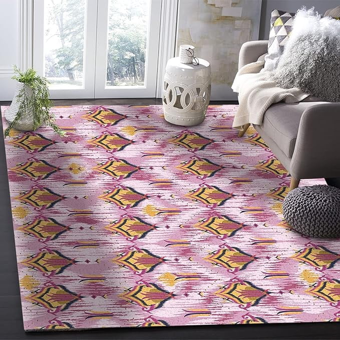 Brown Purple Geometric Area Rugs, Boho Modern Abstract Art Home Decor ...