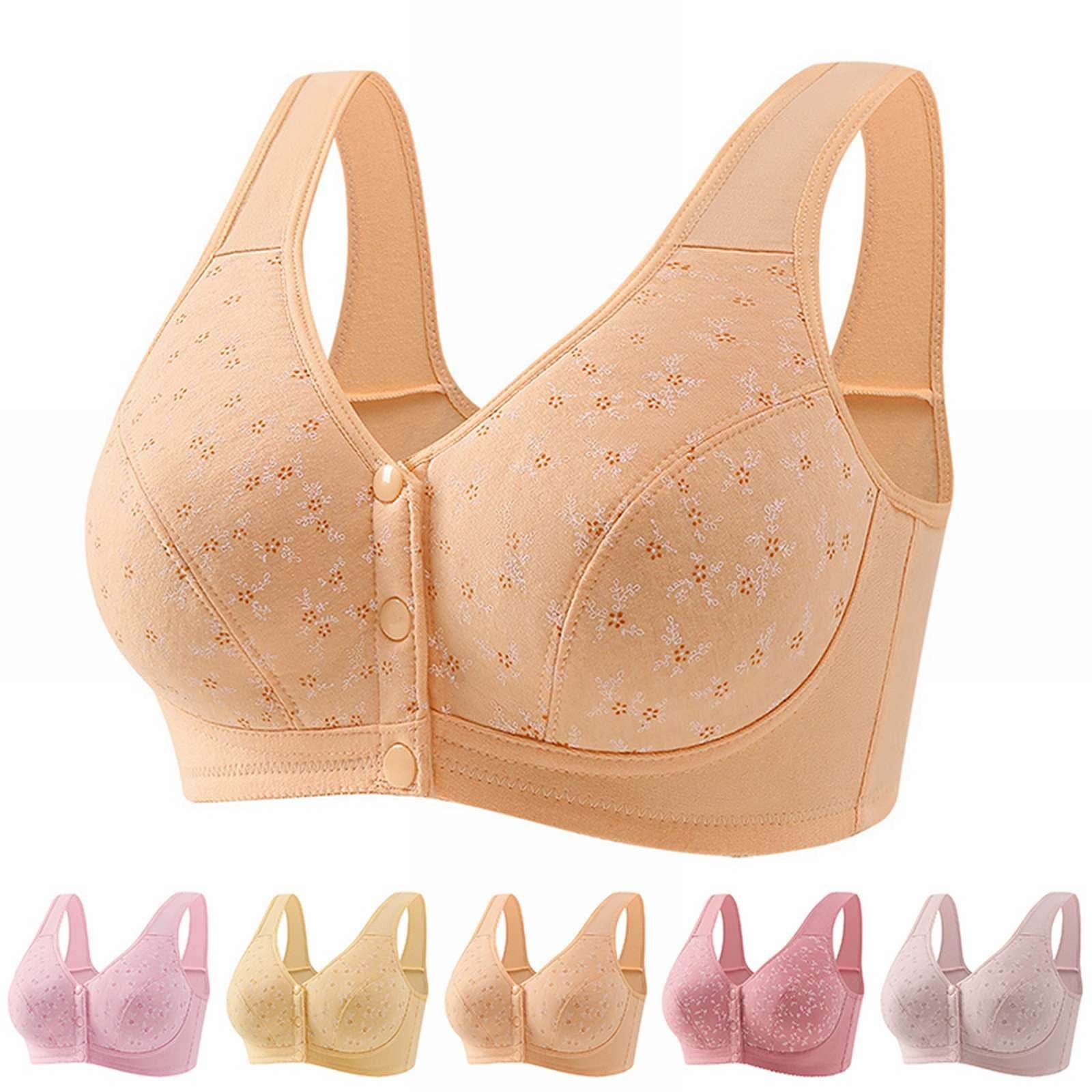 Brown Push Up Bras for Women Lace Front Button Shaping Cup Adjustable ...