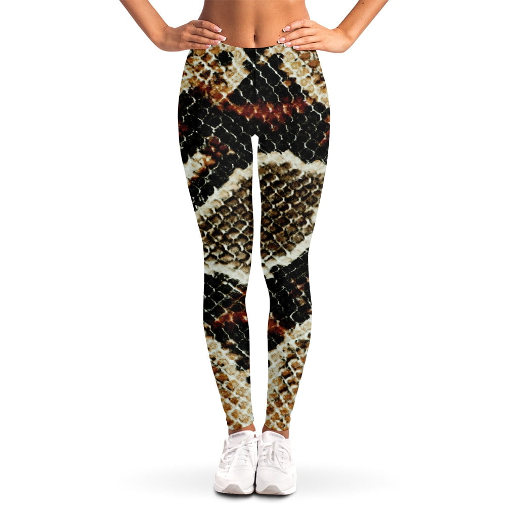 Brown Python Snakeskin Print Leggings, Snake Sexy Yoga Leggings For ...