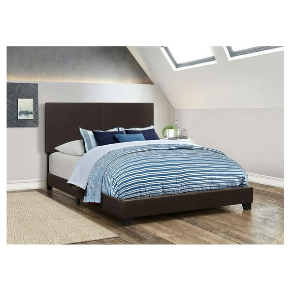 Brown Queen Panel Bed Box Spring Required + Queen + Brown + Wood ...