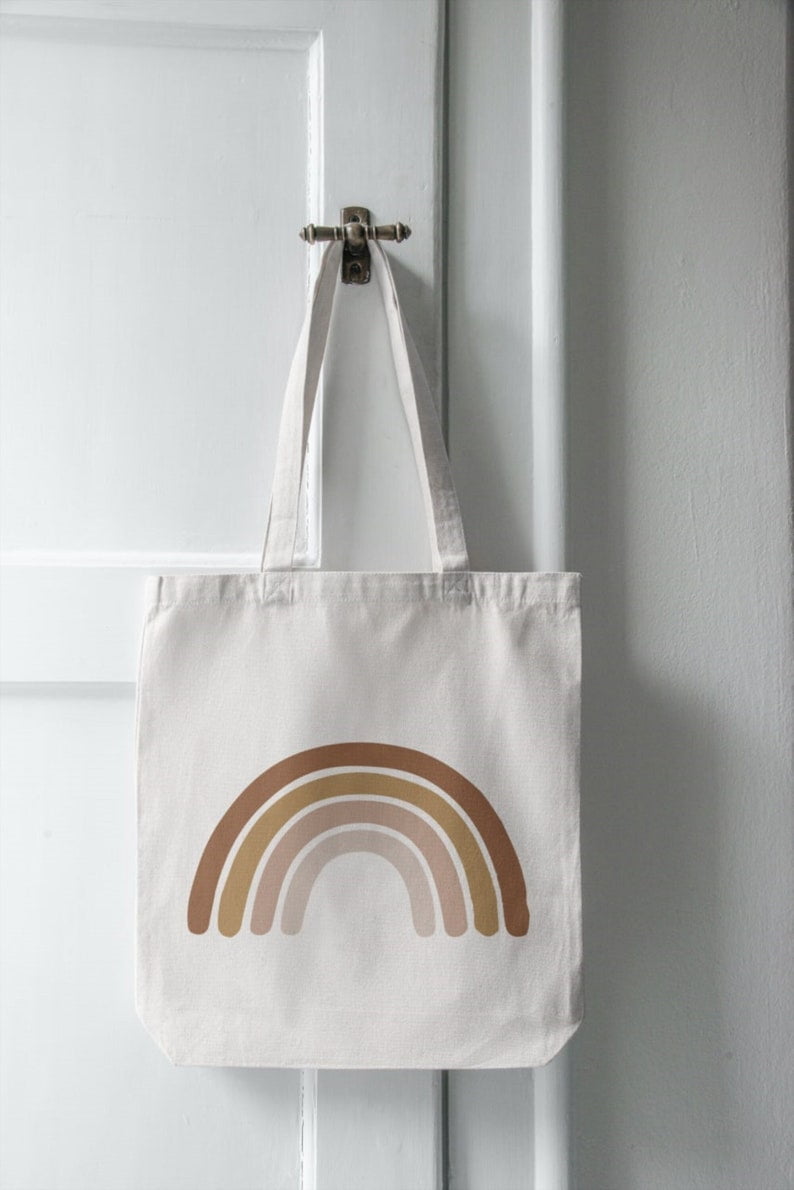 Brown Rainbow Trendy Tote Bag, Cricut, Beach & Book Bag Design ...