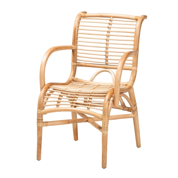 Brown Rattan Lounge Chair - Bohemian Accent Seating for Living Room or ...