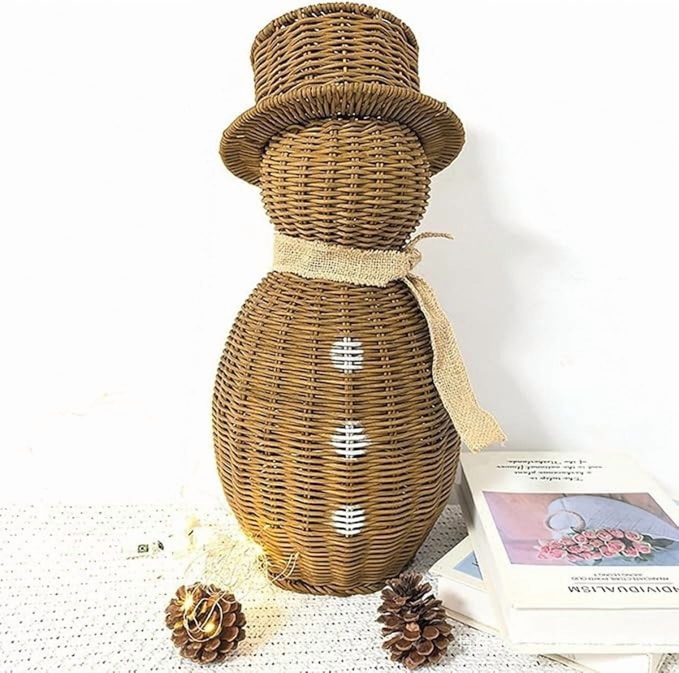 Brown Rattan Snowman Handcrafted Wicker Snowman, Rustic Rattan ...