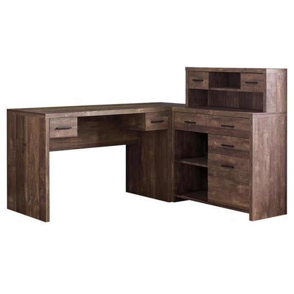 Brown Reclaimed Wood Left or Right Facing Corner Computer Desk ...