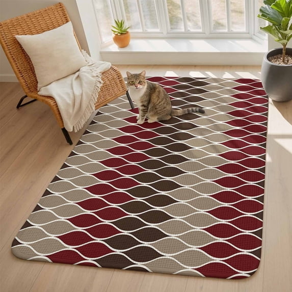 Brown Red Area Rugs for Living Room 5x6, Geometric Medieval Washable ...