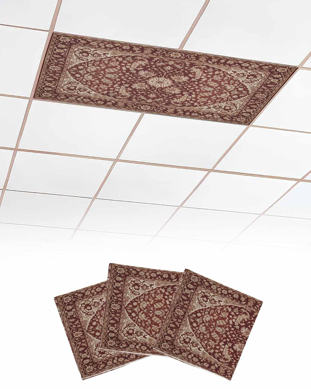 Brown Red Boho Fluorescent Light Covers for Ceiling Lights 4x2 feet,3 ...