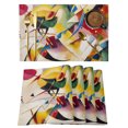 Brown Red Geometric Placemats Set of 12 Modern Abstract Art Place Mats ...