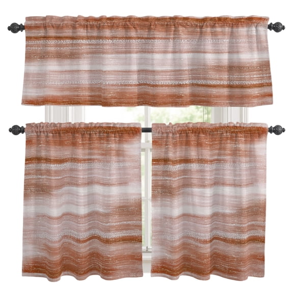 Brown Red Gradient Kitchen Curtains Set for Windows, Minimalist Sea ...