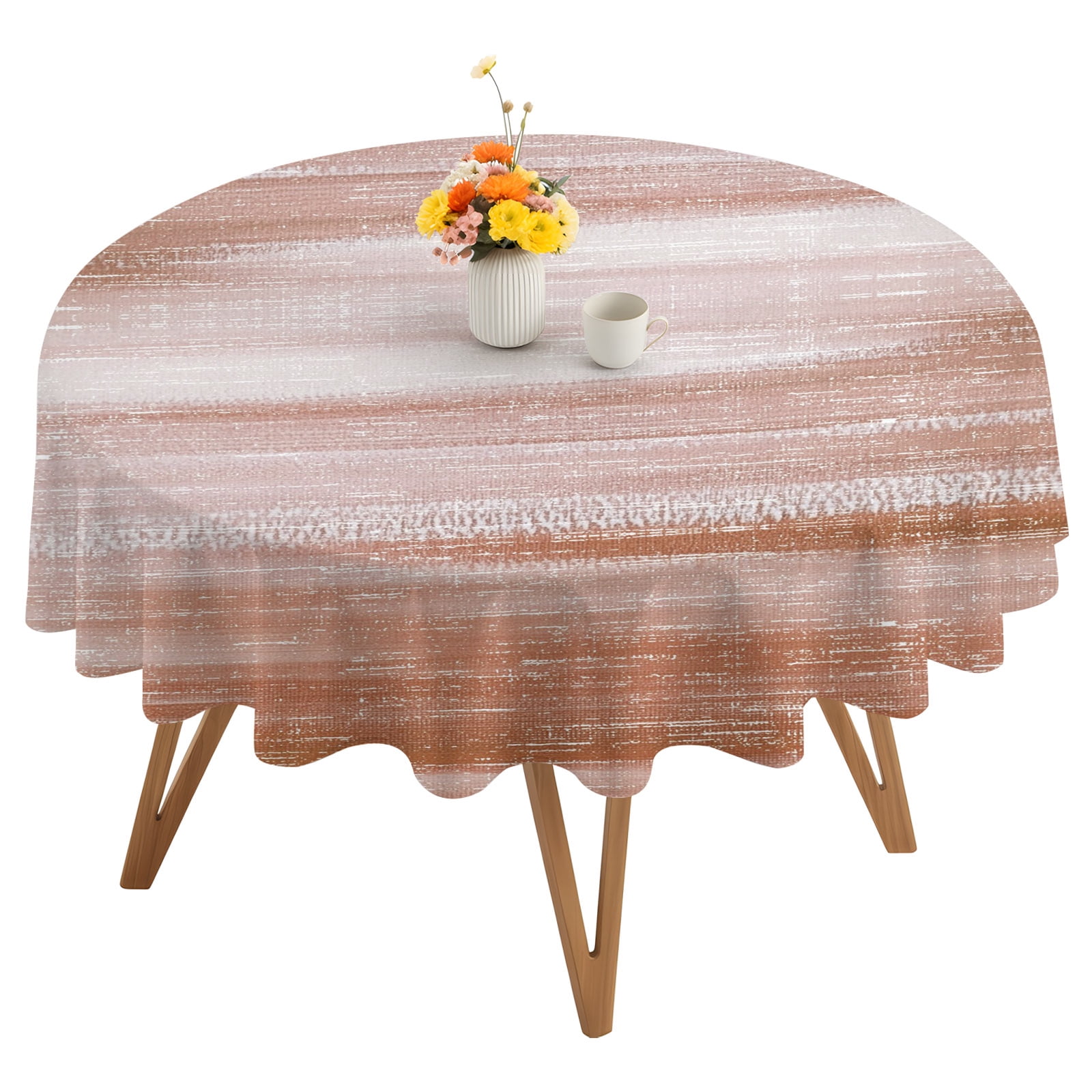 Brown Red Gradient Round Tablecloth 54 inches Minimalist Sea Waves ...