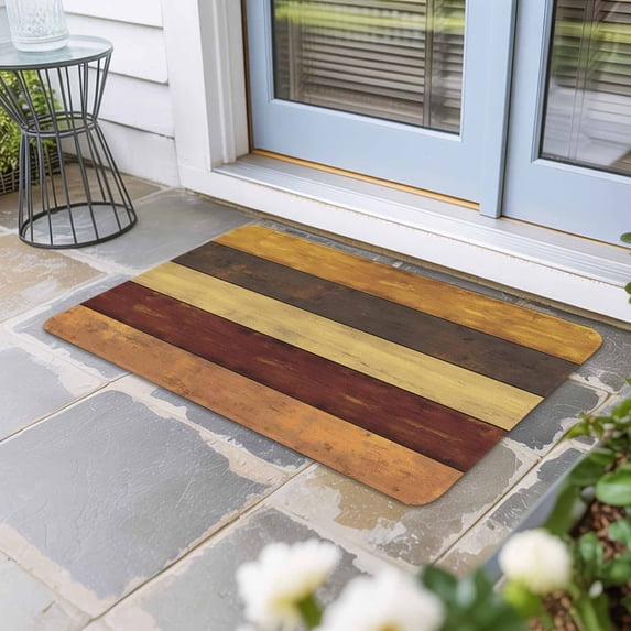 Brown Red Grey Farmhouse Door Mat Indoor Outdoor, Vintage Wooden ...
